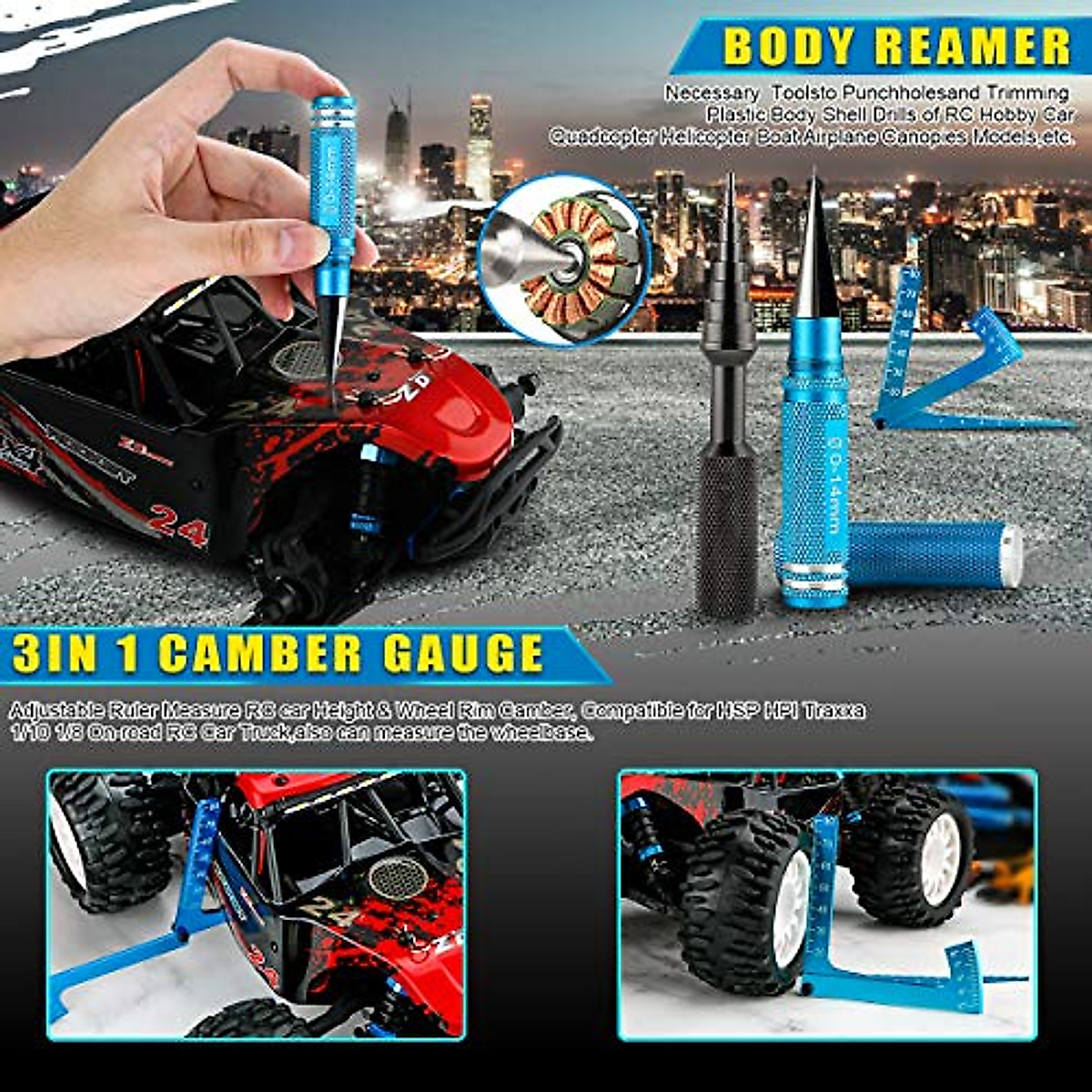 RC Hex Screwdriver Tool Kit - 24PCS Hex Nut Drivers Phillips Screwdriver Allen Wrench with Pliers Wrench Body Reamer Stand Tools for Rc Car DJI Drone Traxxas Boat Quadcopter Helicopter