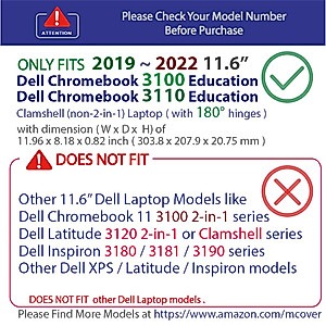 mCover Case Compatible for 2019~2022 11.6" Dell Chromebook 3100/3110 Education Clamshell (180 ° Hinge) Laptop ONLY (NOT Fitting Any Other Dell Models) - Blue
