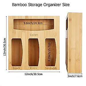 Ziplock Bag Organizer for Drawer- Bamboo Food Storage Bags Container for Kitchen Compatible with Solimo, Hefty, Holder for Gallon, Quart, Sandwich, Snack, and Slider Bag