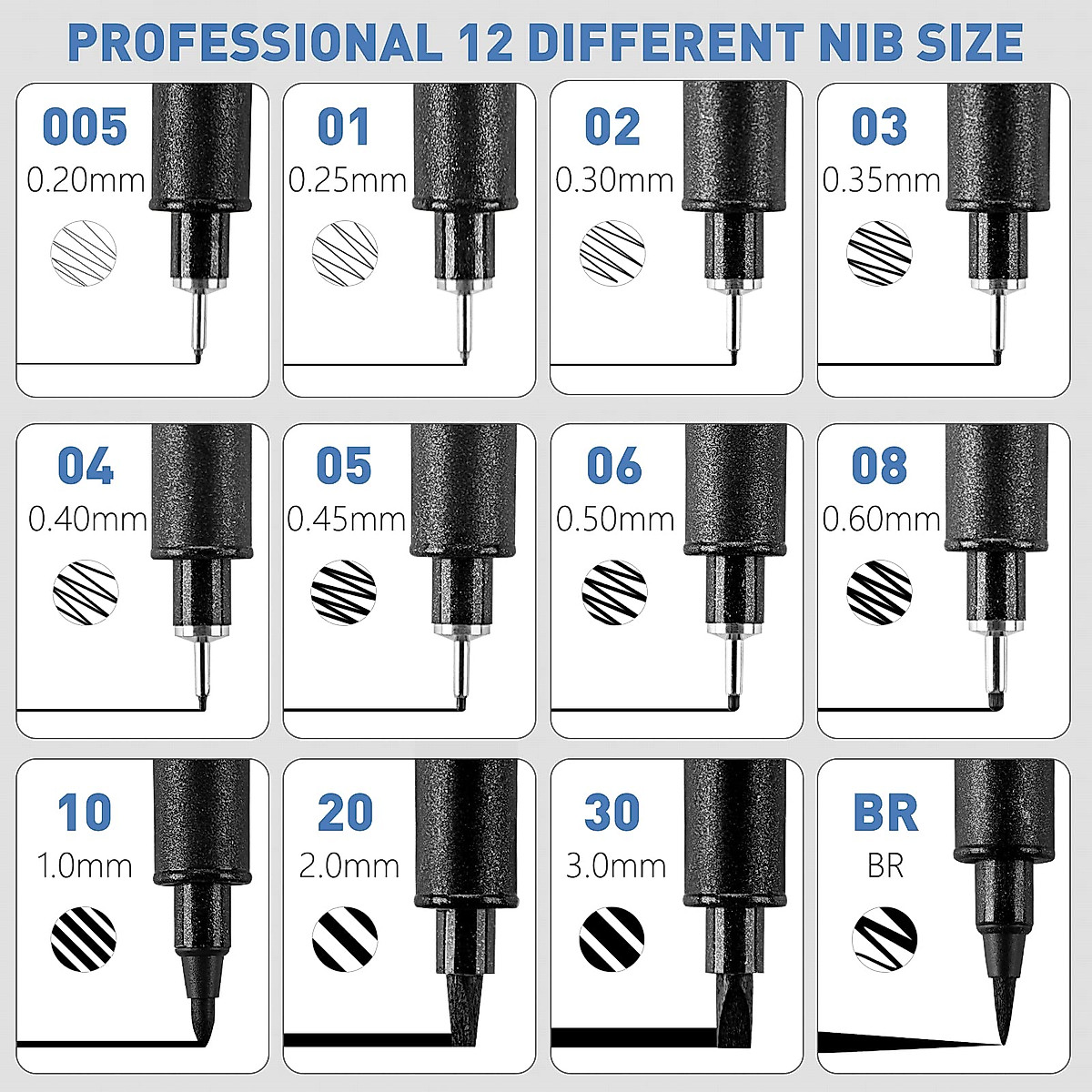 YISAN Black Drawing Pens,12 Art Pens Set,Fineliner Ink Pens,Micro-Pens,Manga Pens,for Sketching,Technical Drawing 902195