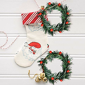 Artflower 12 Pcs Christmas Candle Rings Wreath Mini Christmas Wreath with Red Artificial Berry Christmas Pine Wreath Candle Holder Rings for Christmas Holiday Table Decorations (3 inch)