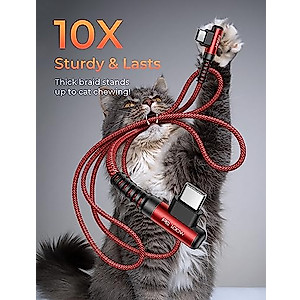 AINOPE USB C to USB C Cable 100W/5A, 10FT C to C Type Fast Charging Cable Dual 90° Angle, Nylon Braided USB C 90 Degree Cable Compatible with iPhone 15 Galaxy S22/21, iPad Pro/Mini, MacBook Air/Pro