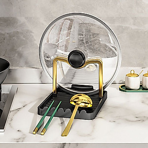 BYBYCD Spoon Rest Kitchen Stove Holder Heat Resistant Aluminum Space Saving Storage Organizer Utensil Rack(black)