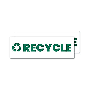 Recycle Trash Compost Sticker Set – Heavy-Duty Trash Bin Labels - 3-5 Year Indoor/Outdoor Rated - Weather Proof, Ultra Durable - USA Made (6x2 inch), 2 Labels of Each, 6 Total