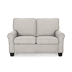 GDFStudio Denise Loveseat, Mid-Century Modern, Minimal, Beige