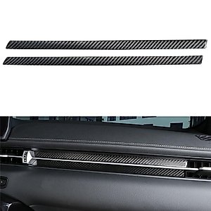 JSWAN 2PCS Carbon Fiber Center Console Co-Pilot Strips Trim Fit for Toyota Supra A90 GR MK5 Dashboard Cover, Center Console Air Outlet Trim Cover, Interior Accessories