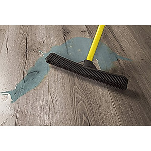 FURemover Pet Hair Remover Carpet Rake - Rubber Broom for Pet Hair Removal Tool with Squeegee & Telescoping Handle Extends from 3-5' Black & Yellow