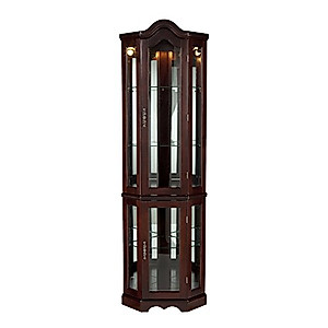 Home Decorators Collection Vitric Lighted Curio, 70" Hx21 Wx16 D, Mahogany