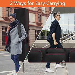 SNIGJAT 88 Key Keyboard Case Soft (Size: 53.5"x13.8"x6.8"), Padded Piano Case with Handle and Adjustable Shoulder Straps, Keyboard Gig Bag with 3 Pockets for Music Sheet Stand, Sustain Pedals, Cables