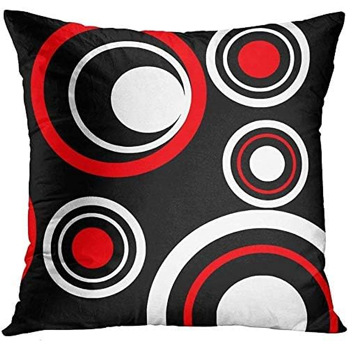 Emvency Set of 4 Throw Pillow Covers 16x16 Inches Decorative Cushion Modern Abstract Red Black White and Grey Wavy Vertical Stripes Dot Polyester Pillow Cases Square Pillocases for Bed Sofa
