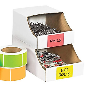 Partners Brand PBINB412 Stackable Bin Boxes, 4" x 12" x 4 1/2", Oyster White (Pack of 50)