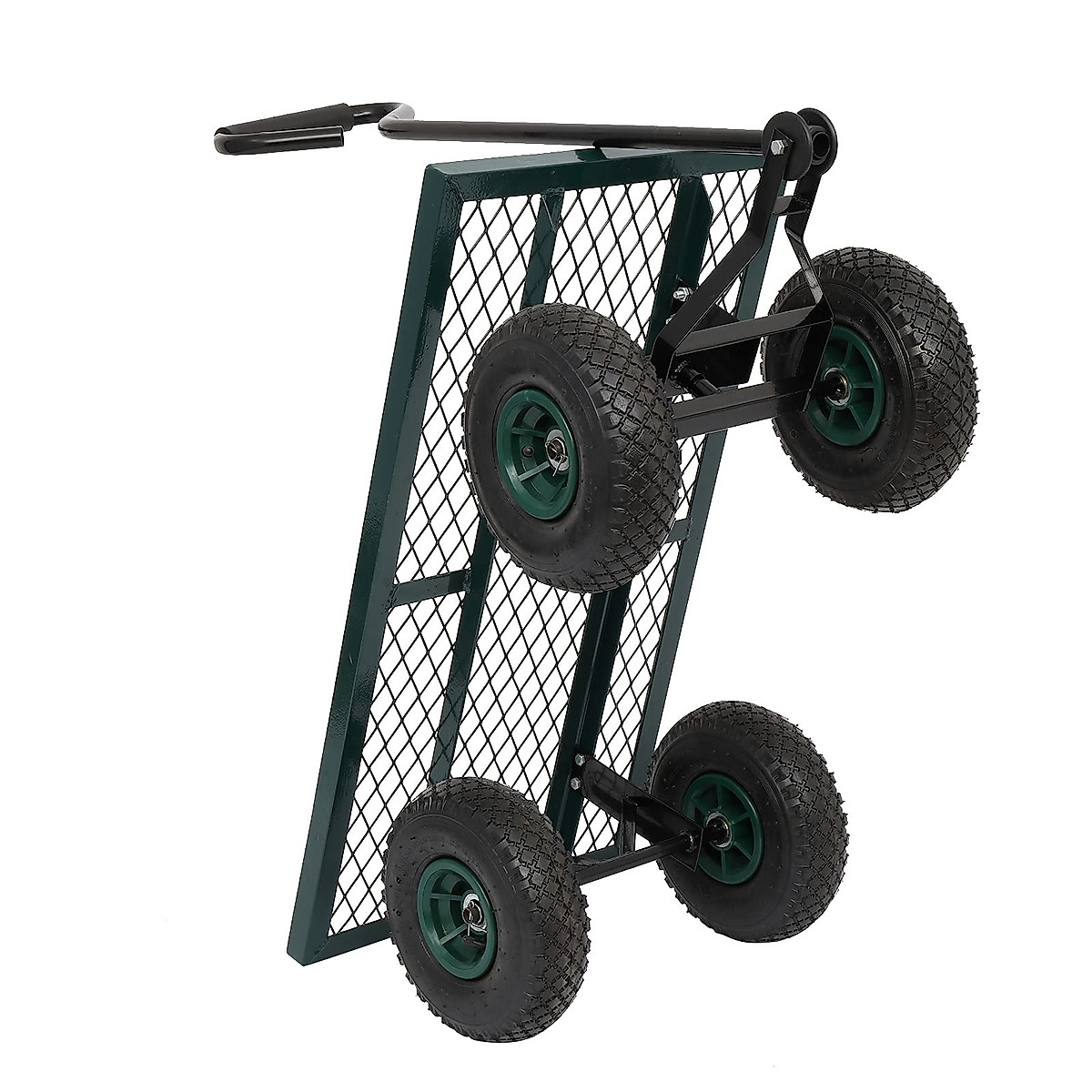 Outvita Metal Deck Garden Cart with 10” Air Tires, Heavy Duty Wagon Cart for Farm, Yard and Cargo (Green)