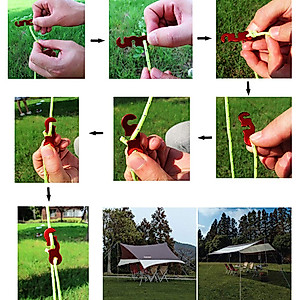PZRT 10pcs Aluminum Alloy Guyline Cord Adjuster Tent Tensioners Red Rope Adjuster for Outdoor Camping Hiking 4.3x1.2cm