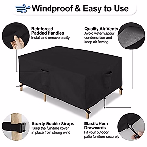 OutdoorLines Outdoor Waterproof Patio Table Furniture Set Covers - Rectangle Couch Sectional Cover Outside Weatherproof Patio Furniture Covering for Deck, Lawn and Backyard 74"L x 47"W x 28"H, Black