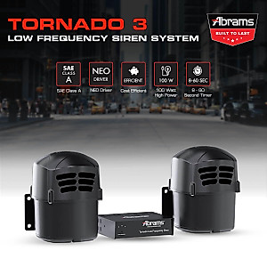 Abrams Tornado Low Frequency Siren Intersection Clearing System (add-on to any 100-200 watt siren system) SWAT Fire Truck EMS ATV POV Police Car Siren Speaker System Powerful Low Vibration Tone