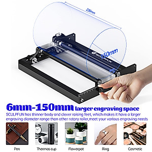 SCULPFUN Laser Rotary Roller, Laser Engraver Y-axis Rotary Roller Engraving Module 360° Rotating for Engraving Different Size Cylindrical Objects Cans, Compatible with Most Engraving Machines