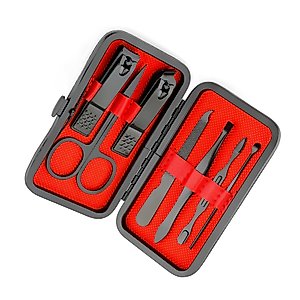 Fathers Day Manicure Set Nail Clippers Nail Tools Pedicure Supplies Nail Clippers for Women Men Manicure Kit Fingernail Toenail Clippers 8 in 1 Manicure Tools Black with Leather Travel Case
