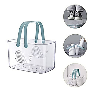 LALAFINA Loofah shower caddy basket Plastic Storage Basket Shower Organizer Bucket with Handle for Kitchen Dorm Bathroom Garden Cleaning Supplies Sky- blue Scrunchies