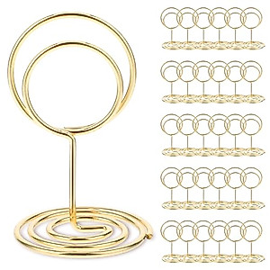 Prasacco 30 Pcs Table Number Holders, 2 Inch Place Card Holders Wire Picture Holders for Tables Small Table Card Holders Card Stands Name Menu Clips for Wedding Birthday Party Graduation Reception