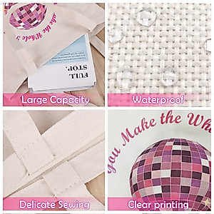 KULRAFEY Canvas Tote Bags for Women, Music Lovers Singer's Merch Present, You Make The Whole Place Shi.m.mer, Aesthetic Large Capacity Foldable Storage Bags, Reusable Casual Grocery Bag