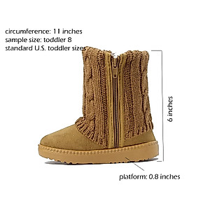 REDVOLUTION Kids Boots Toddler Girls Cute 2 Buttons Faux Fur Suede Knitting Shoe | 285 (Toddler 7, Camel)