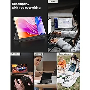 Portable Monitor 14.1'' FHD 1080P Laptop Monitor USB-C HDMI Travel Monitor for Laptop, Ultra-Slim IPS HDR Display w/Speakers, External Small Monitor for PC Phone Mac Xbox PS5/4 Switch