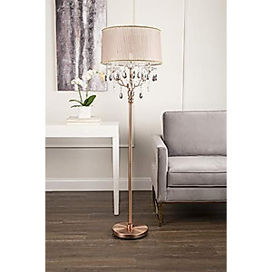 OK LIGHTING OK-5126F OK-5126f Rosie Crystal Floor Lamp Deer Antler Inspired, 18" x 18" x 62"