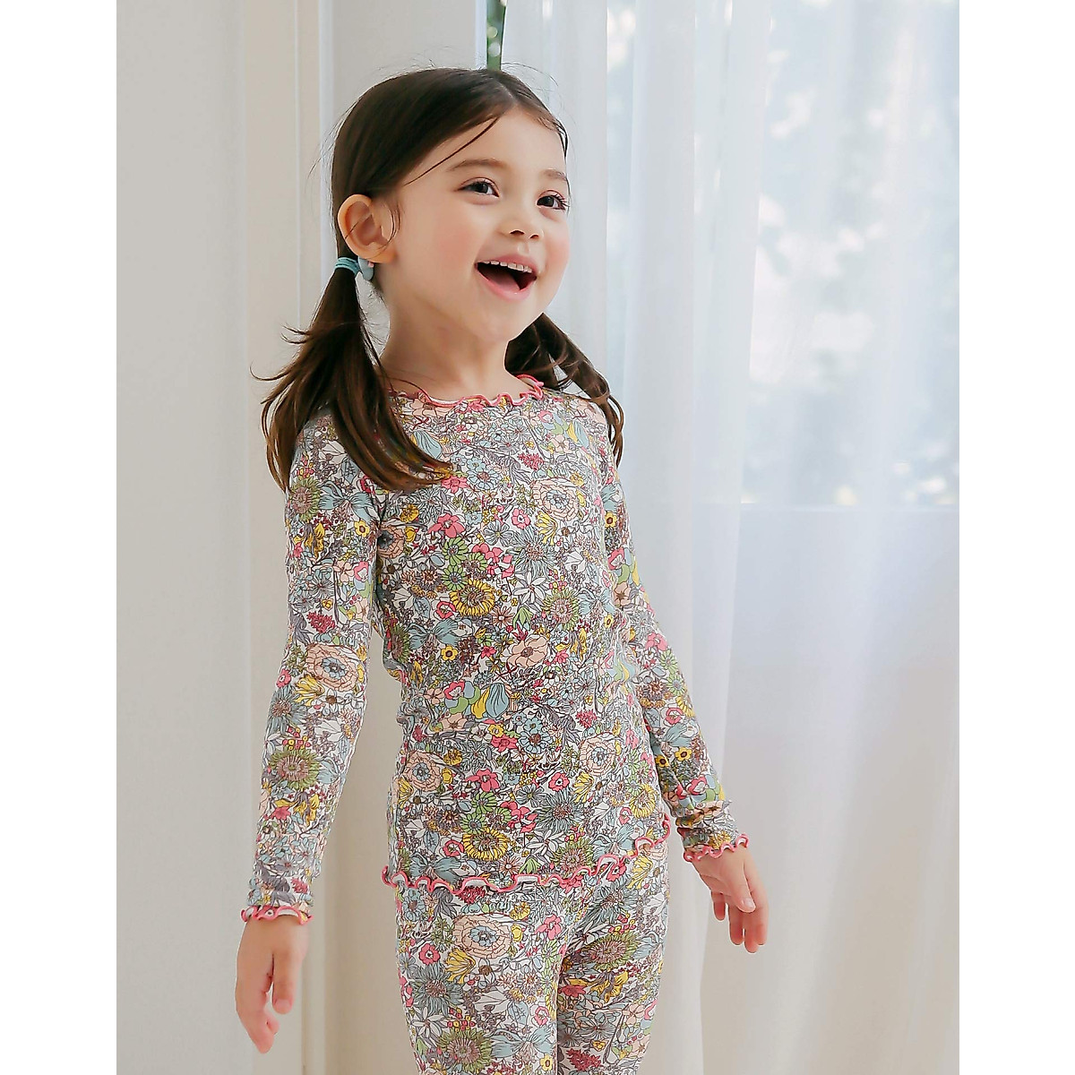 VAENAIT BABY Infant Toddler Kids Boys Girls Modal Pajamas Pjs 4pcs Set Shirring Pink+Floral S