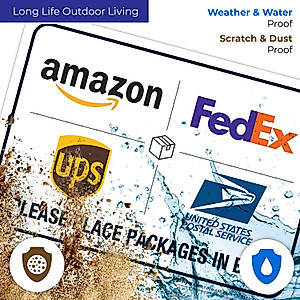 Sigo Signs - Package Delivery Sign, Delivery Instructions FedEx Amazon Ups USPS Sign, 10x7 Inches, 4 Mil Vinyl Decal Stickers Weather Resistant, Made in USA
