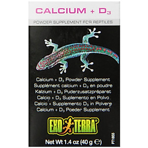 Exo Terra Calcium + D3 Powder: Ultra-fine, Phosphorus Free Formula Boosts Bone Health & Calcium Absorption Ideal for Insects, Fruits & Veggies 1.4 oz.