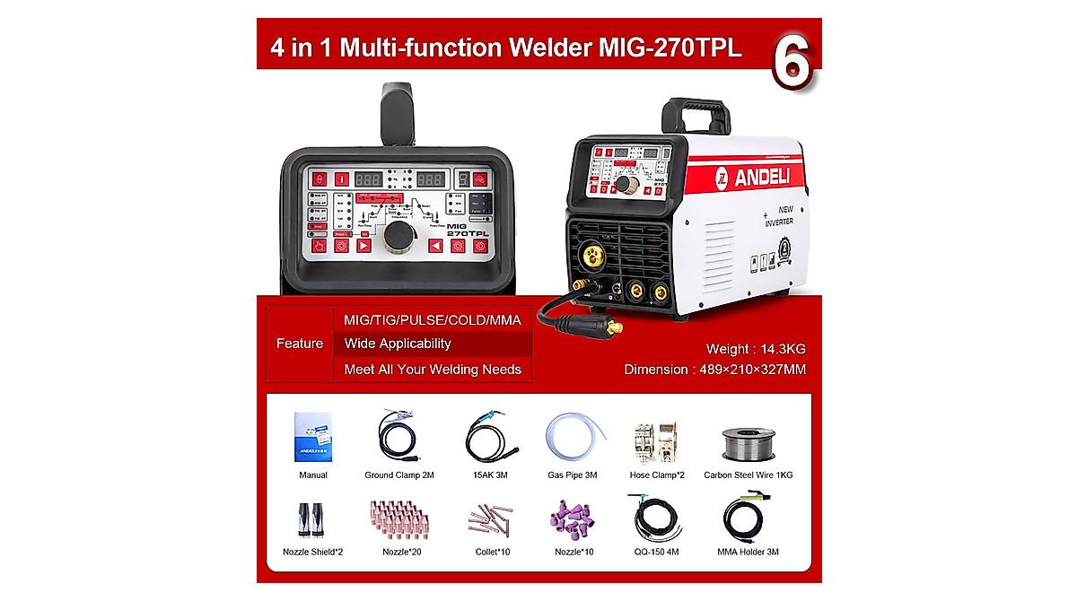 ANDELI MIG-270TPL 200Amp 4-in-1 MIG Welder for Precision Welding