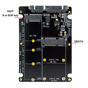 CableCC 2 in 1 Combo M.2 NGFF B-key & mSATA SSD to SATA 3.0 Adapter Converter Case Enclosure