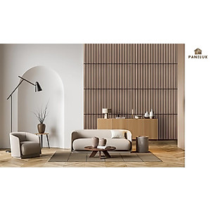 Panelux Wood Wall Panels 23.6 x 23.6 inch - 4-Piece 3D Accent Wall, Panel for Interior Decor - Natural Oak Slat Panels