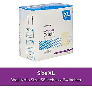 McKesson Ultimate Briefs, Incontinence, Maximum Absorbency, XL, 15 Count, 1 Pack
