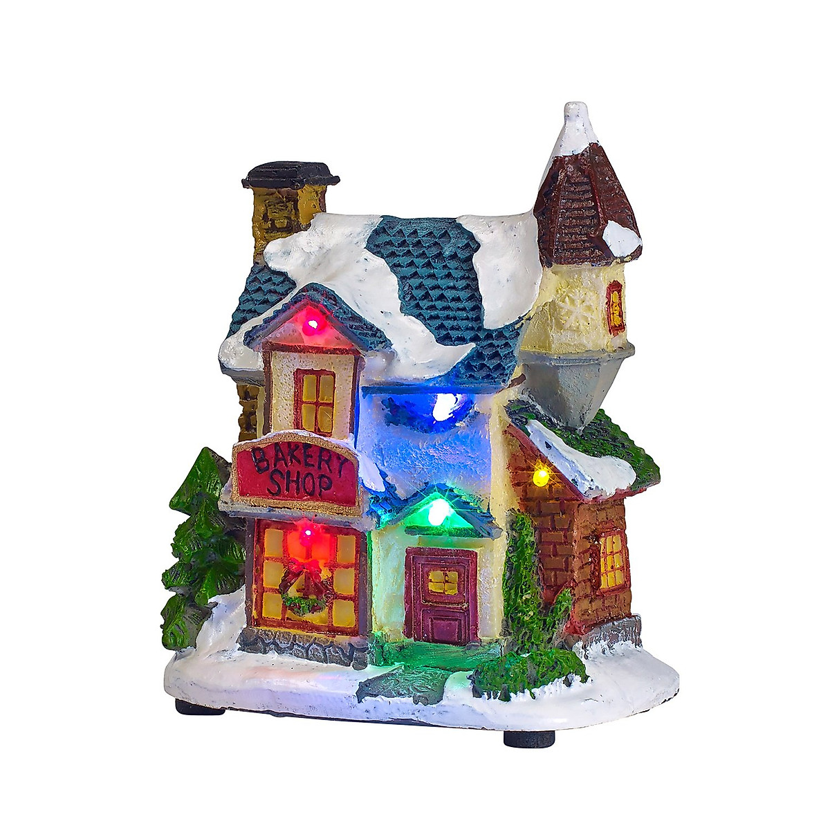 Lights4fun, Inc. Set of 5 Christmas Village Scene Battery Operated LED Light Up Holiday Decoration