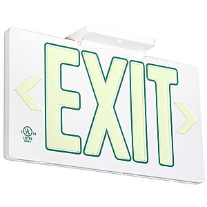 UL Listed 50 foot Jessup Glo Brite 7122-B Exit Sign, Double Sided with Frame, White with Green Outline, 8.75-Inch x 15.5-Inch (Mounts 4 ways, includes bracket and arrows)
