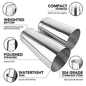 Final Touch 2 Piece Stainless Steel Boston Cocktail Shaker 21oz & 28oz (FTA1843)