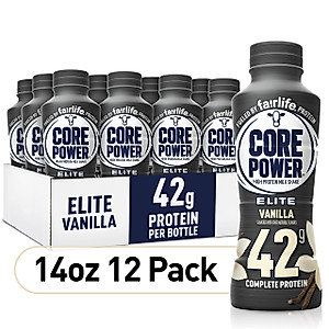 Fairlife Core Power Elite 42g High Protein Milk Shake, Flavor Variety, Strawberry, 14 Fl Oz (Pack of 12) & Vanilla, 14 Fl Oz (Pack of 12)