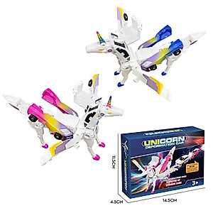Transforming Car Robot Toys, Unicorn Racing Car Set, Boys and Girls, Automatic Deformation, Magnetic Connections, Educational, Collision to Magical Unicorns, Birthday Party (Pink)…