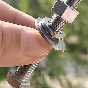 (4 Sets) 3/8-16x4 Stainless Steel Hex Head Screws Bolts, Nuts, Flat & Lock Washers, 18-8 (304) S/S, Fully Threaded by Bolt Fullerkreg