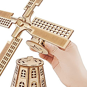 GuDoQi 3D Wooden Puzzle for Adults, Wooden Dutch Windmill, Model Kits to Build, Wood Craft Kit, DIY Assembly Toy, Idea Gifts for Birthdays Mother's Day