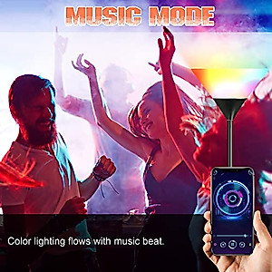 HakkaGrow Floor Lamp, Standing Tall Lamp, Pole Lamp with Bluetooth Mesh RGBW LED Bulb and Remote Control for Bedroom, Living Room, Office, Dimmable Torchiere Decor Floor Lamps