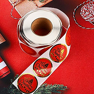 Ruisita 500 Pieces Gold Foil Merry Christmas Stickers Seals Labels Round Golden Christmas Holidays Seal Stickers or Christmas Favor Gift Cards Envelopes Seals