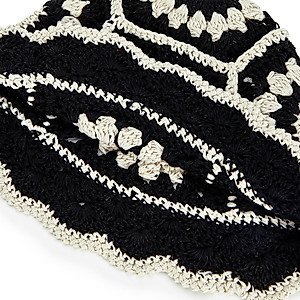 Zando Crochet Bucket Hats for Women Handmade Crochet Hats for Women Foldable Knit Bucket Hat Floral Womens Bucket Hat Summer Fashion Knitted Hat Cloche Cute Bucket Hats for Women Black Bucket Hat