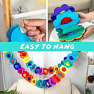 FUTUREPLUSX 3PCS Mexican Tissue Hibiscus Garland Flower Banners for Luau Party Fiesta Party Mexican Hanging Decorations