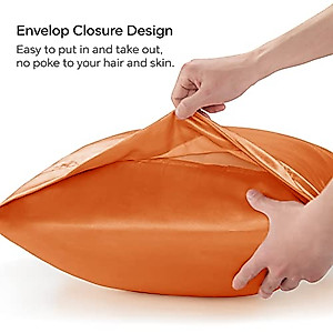 BEDELITE Satin Pillowcase for Hair and Skin, Super Soft and Cooling Similar to Silk Pillow Cases 2 Pack with Envelope Closure, Gift for Women Men(20"x26" Standard Size, Burnt Orange)