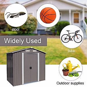 Outdoor Storage Shed Garden Shed - 6 x 4 Feet Utility Tool Shed Metal Shed with Vents (Gray)