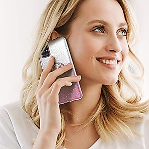 Samsang Galaxy A51 Case,Nicelycase Bling Sparkly Glitter Cute Phone Case for Women Girls with Kickstand,Slim Fit Drop Protection Shockproof Cover for Samsung Galaxy A51 - Pink