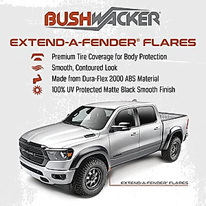 Bushwacker Extend-A-Fender Extended Front Fender Flares | 2-Piece Set, Black, Smooth Finish | 20085-02 | Fits 2011-2016 Ford F-250 & F-350 Super Duty Styleside (Excludes Dually)