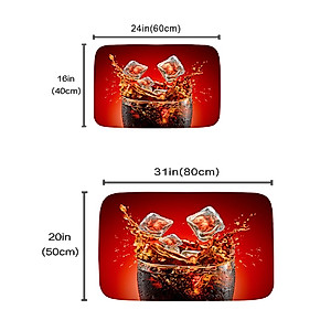 Red Soft Drink Ice Modern Bath Rugs for Bathroom Non Slip Door Rug with Rubber Backing Memory Foam Absorbent Mat Kitchen Floor Carpet (16W x 24L)
